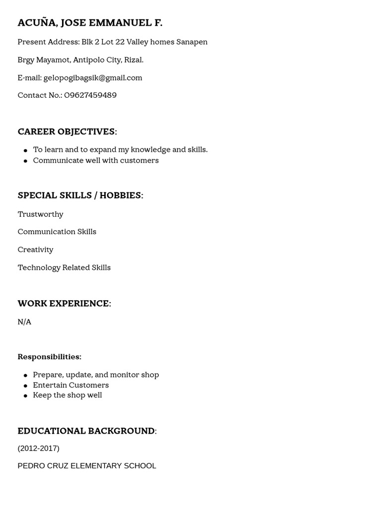 SAMPLE RESUME - Doc 20250121 203512 0000 | PDF