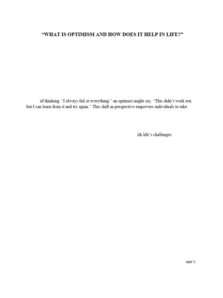 Document 5 | PDF | Optimism | Psychological Resilience