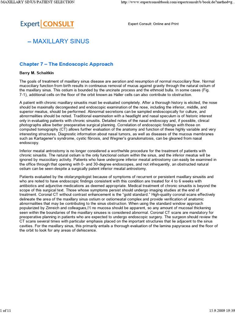 07-The Endoscopic Approach | PDF | Human Nose | Surgery