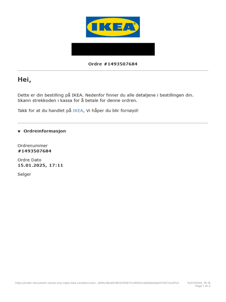 IKEA Order Confirmation | PDF