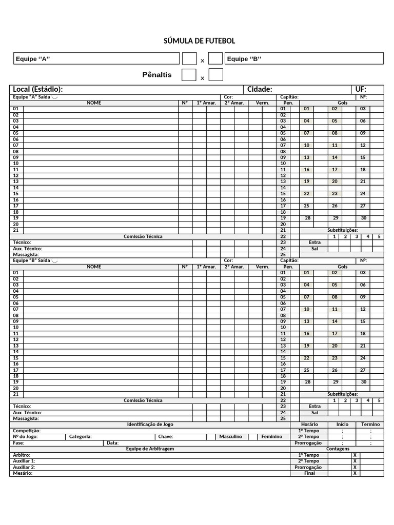 SUMULA DE FUTEBOL- PALHANO | PDF