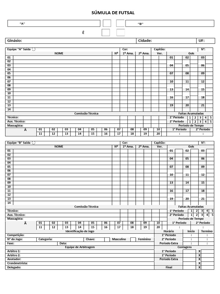 Sumula de Futsal - Palhano | PDF