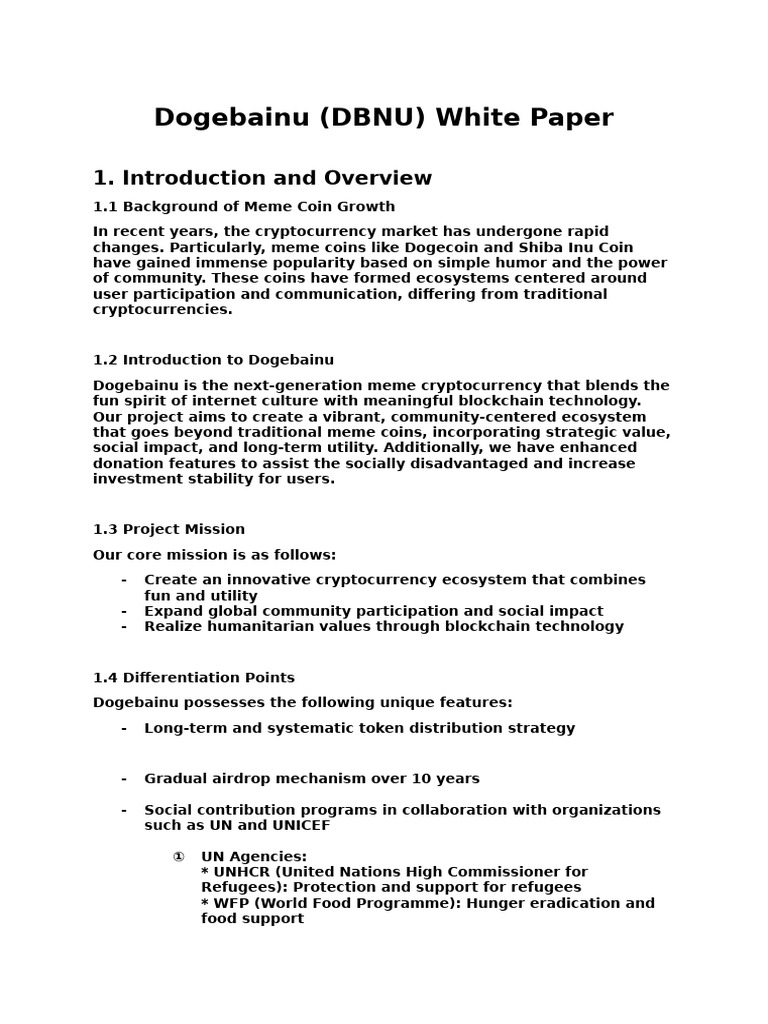 Dogebainu Whitepaper_EN | PDF | Cryptocurrency | World Food Programme