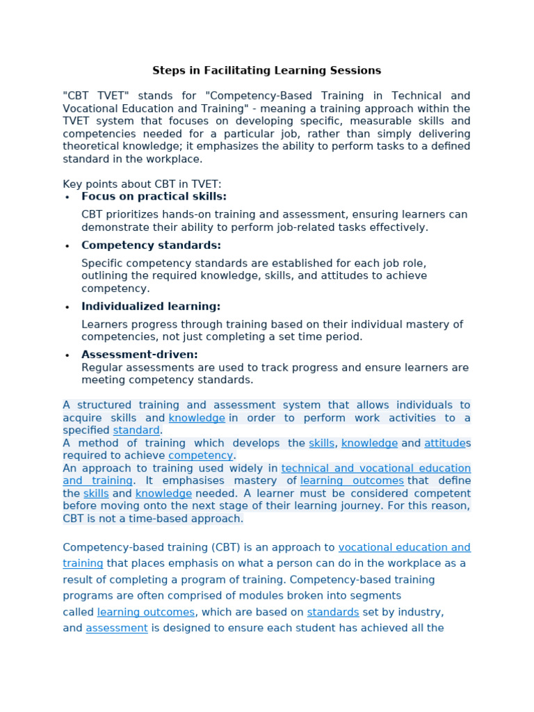 Steps in Facilitating Learning Sessions | PDF | Cognitive Behavioral Therapy | Psychotherapy