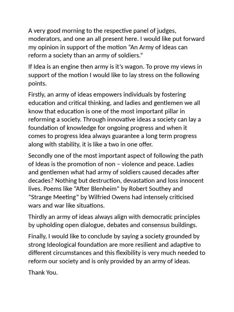 Debate Speech | PDF