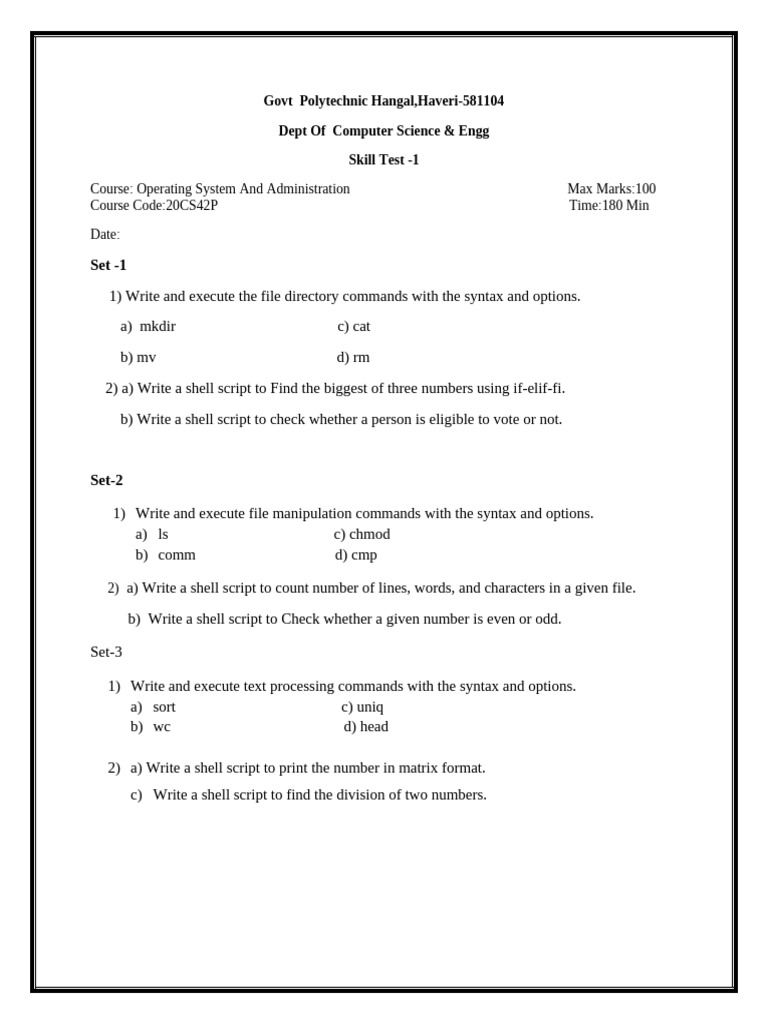 Operating System Skill Test Guide | PDF