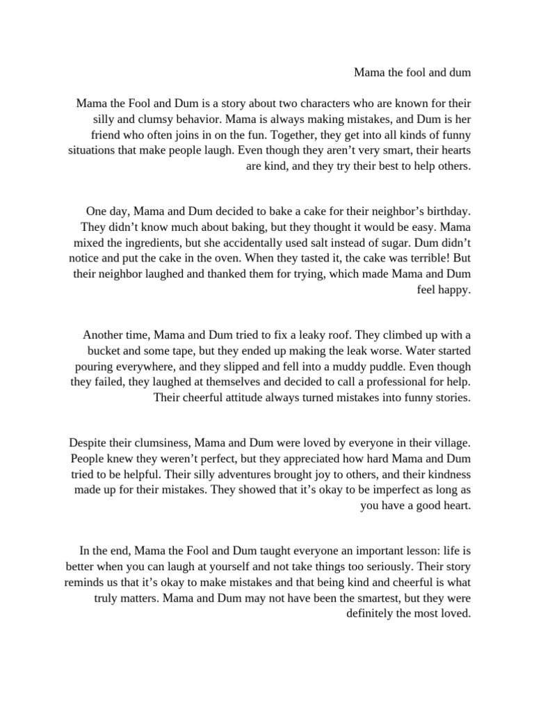 Mama The Fool and Dum | PDF