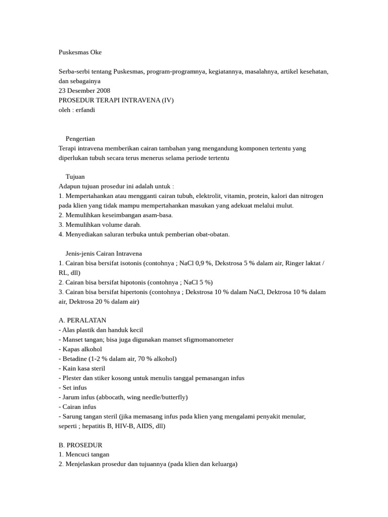 Prosedur Terapi Intravena (IV) | PDF