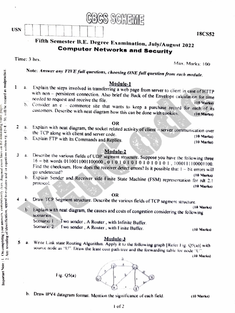 QP 1 | PDF | Transmission Control Protocol | Key (Cryptography)