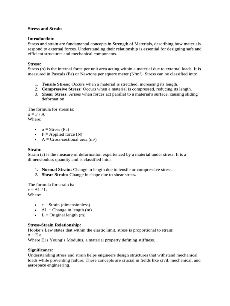 Understanding Stress and Strain Basics | PDF