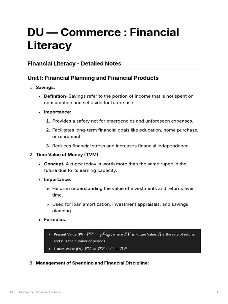 Financial Literacy Guide for Commerce Students | PDF | Insurance | Tax ...