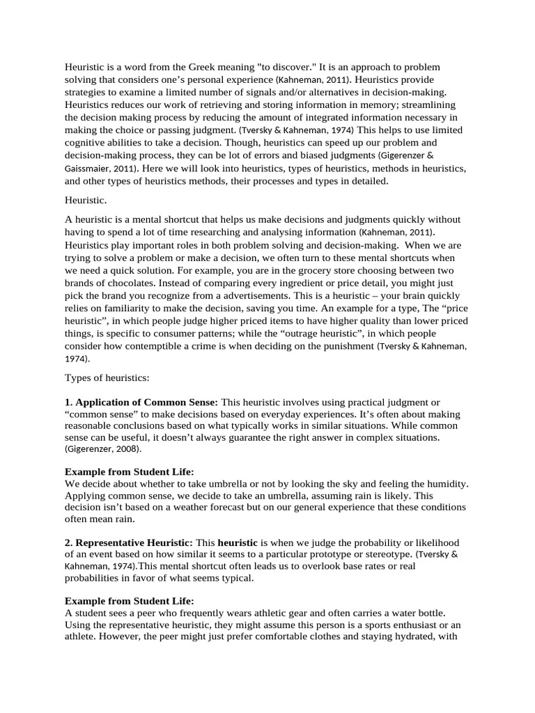 Understanding Heuristics in Decision-Making | PDF | Heuristic | Schema ...