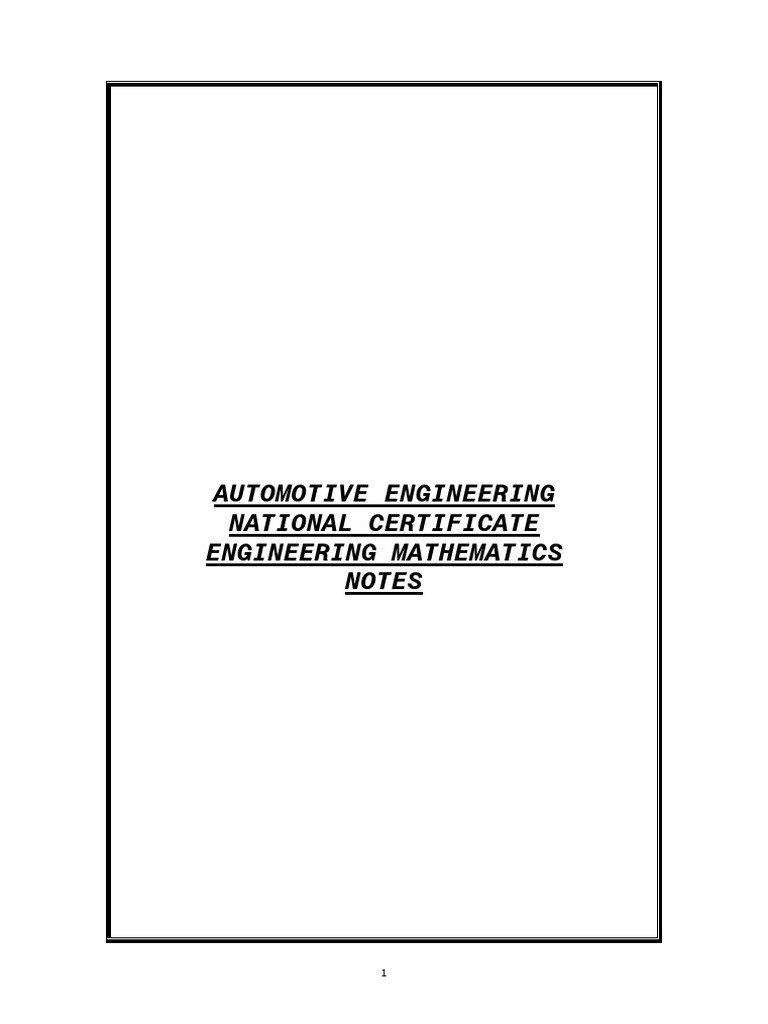 Automotive Engineering Mathematics Notes | PDF | Density | Mass