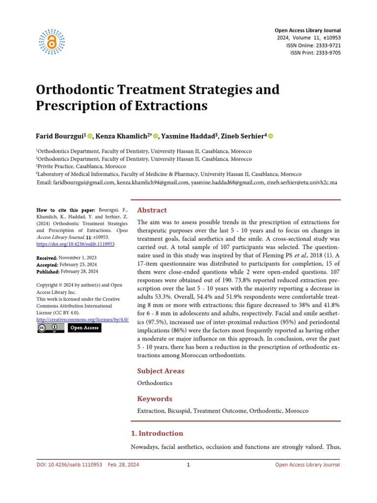 Orthodontic Treatment Strategies and Prescription of Extractions | PDF ...