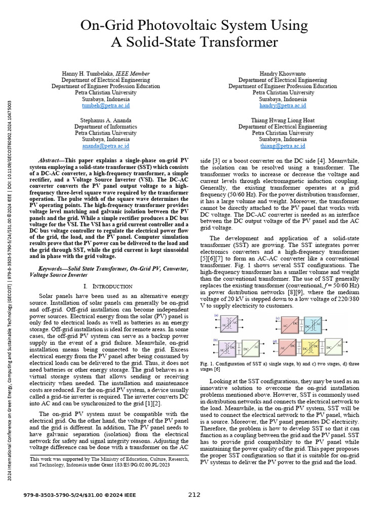 On-Grid PV System with Solid-State Transformer | PDF | Power Inverter ...