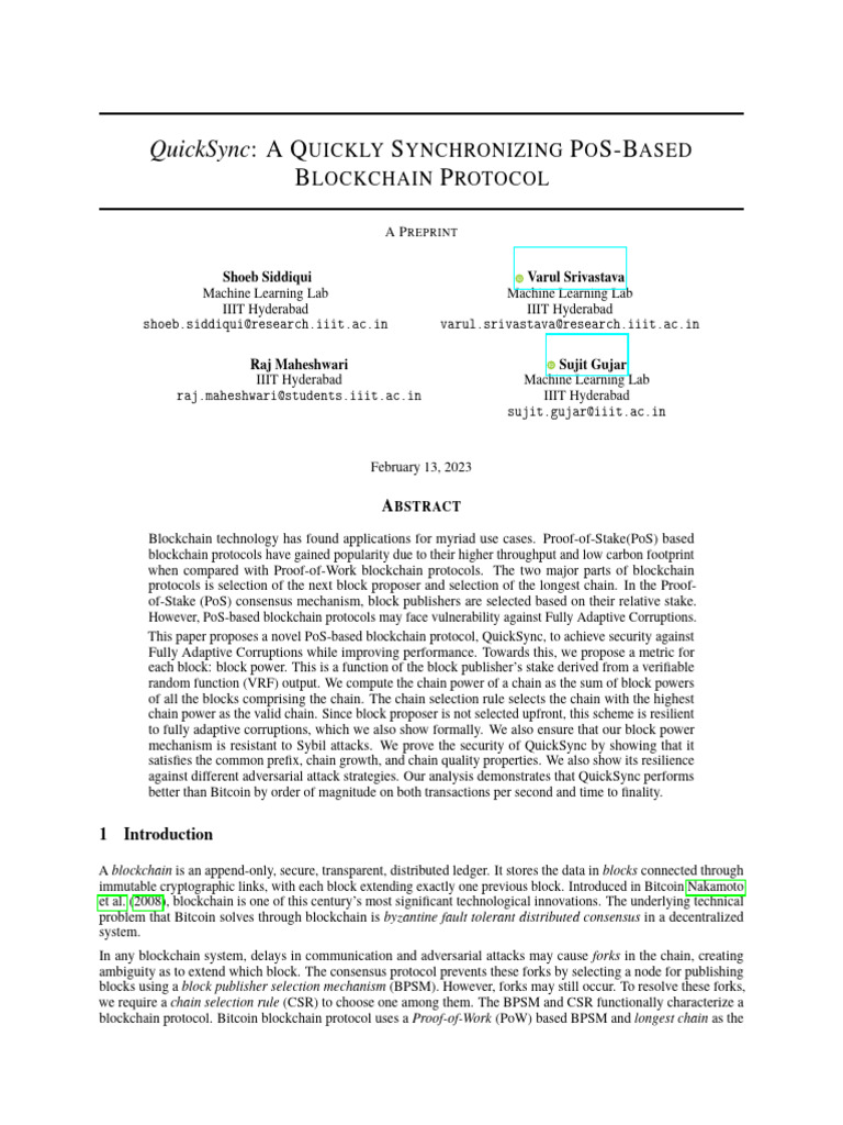 QuickSync: Secure PoS Blockchain Protocol | PDF | Bitcoin | Cryptography
