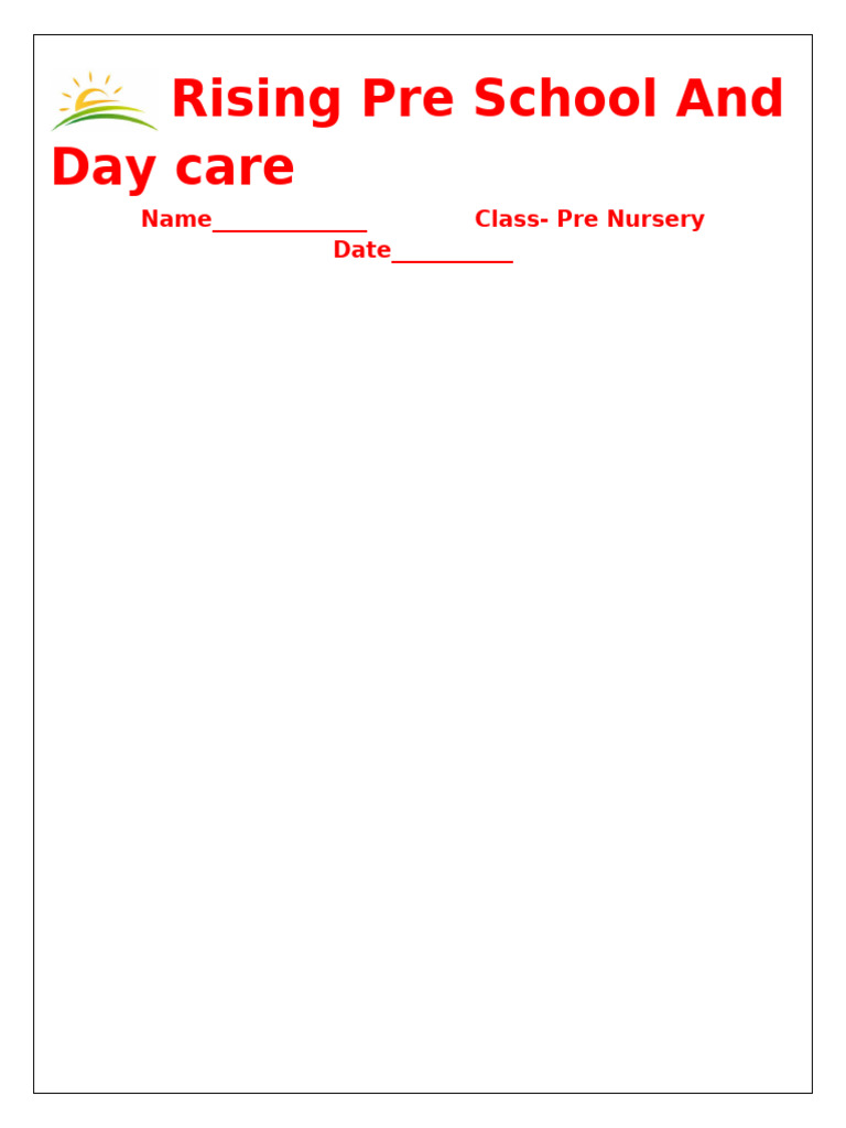 Pre Nursery 23 Worksheet Template From Swati | PDF