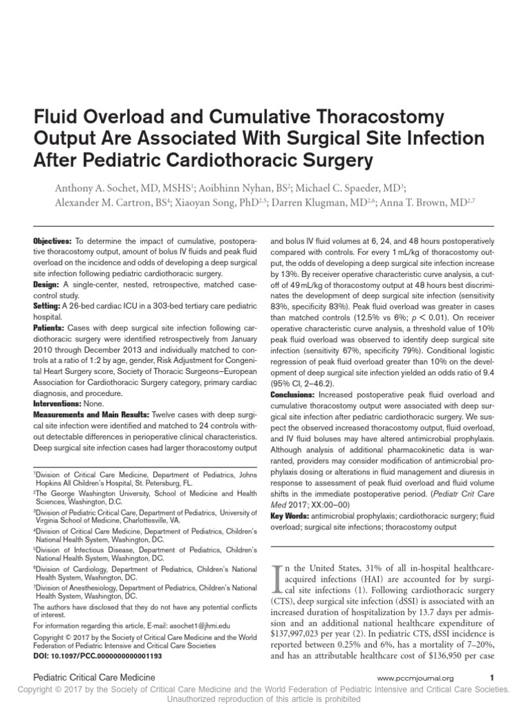 Fluid Overload and Cumulative Thoracostomy Output Are Associated With ...
