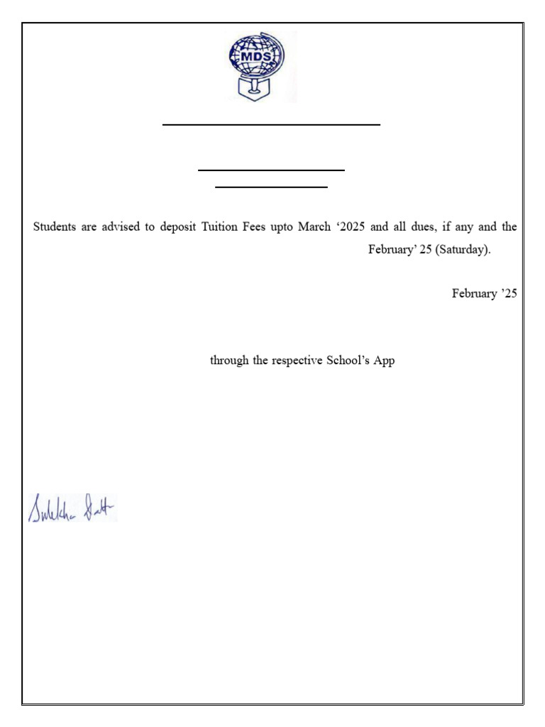 Tuition Fee Payment Deadline Notice | PDF