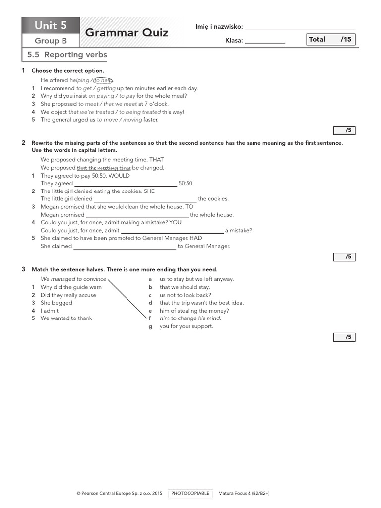 Grammar Quiz Lesson 5 5 Group B | PDF | Languages | Foreign Language ...