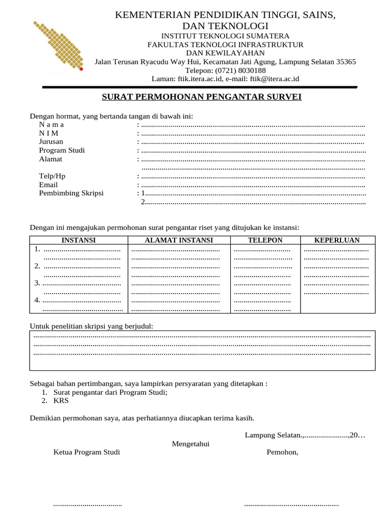Fix Form Survey Tugas Akhir | PDF