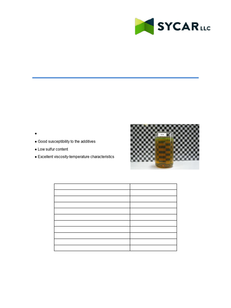 Group I Base Oil SN 70 Characteristics | PDF