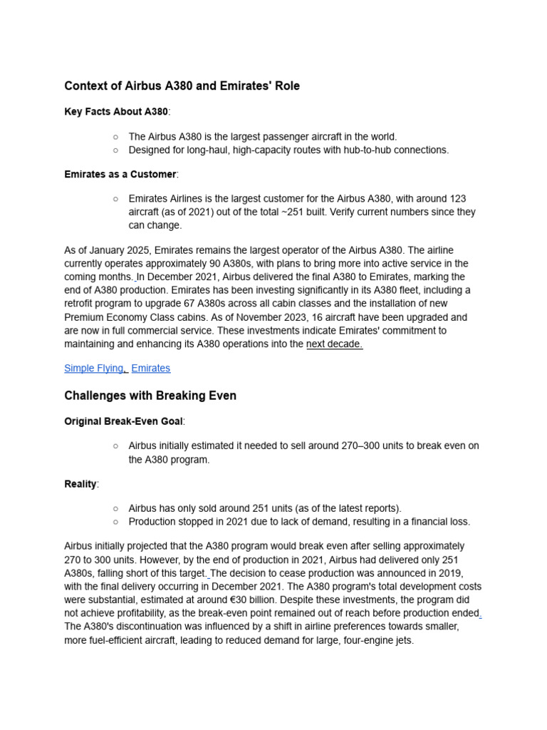 Airbus Case Analysis Pdf Emirates Airline Airlines