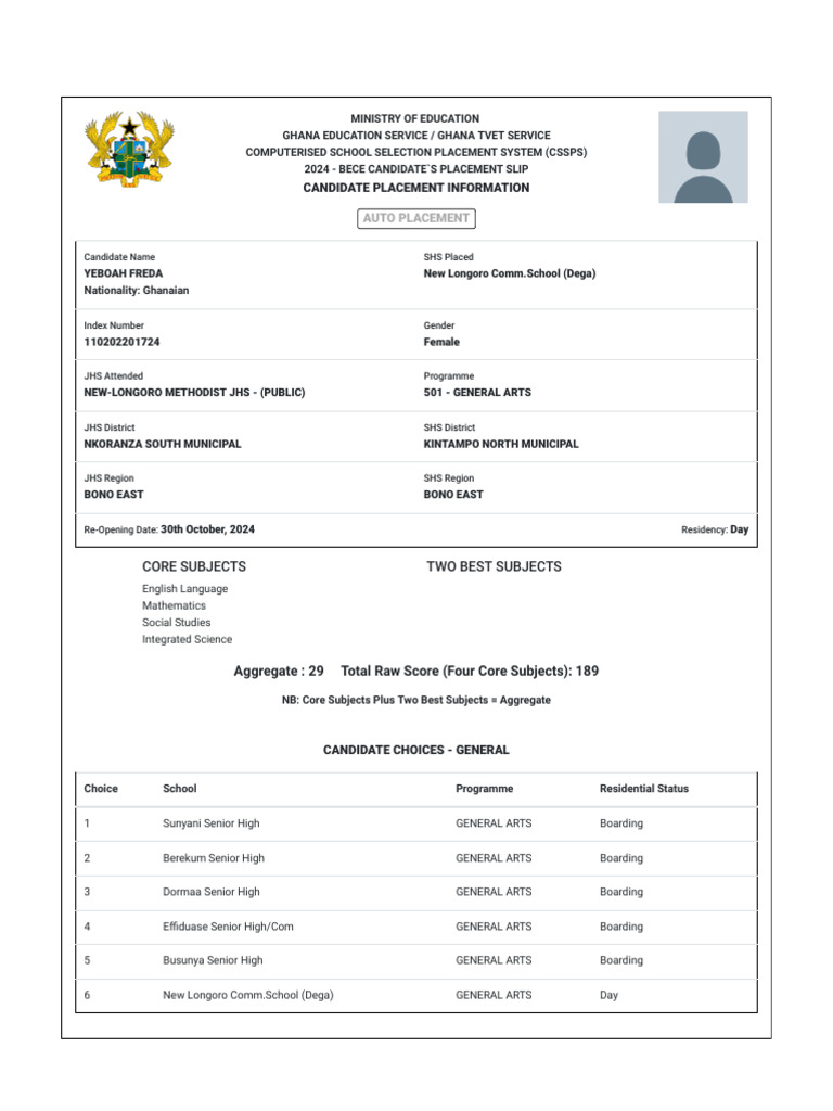 Https Cssps - Gov.gh Placement Placementslip | PDF