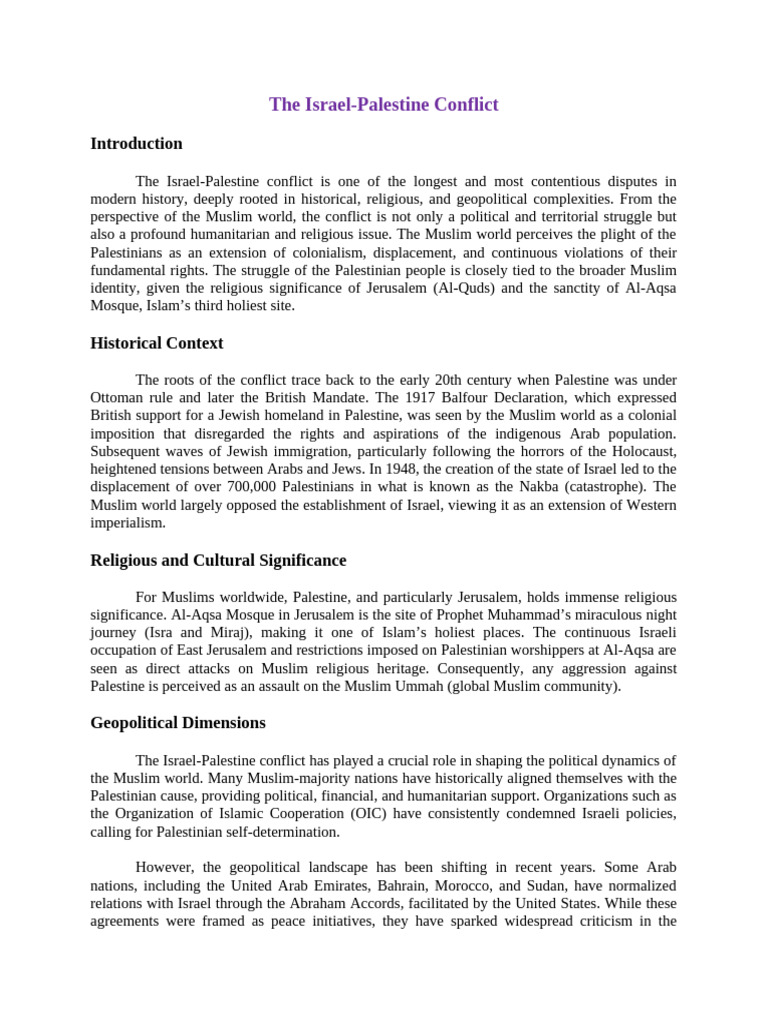 Israel-Palestine Conflict Overview | PDF | Israel | World Politics