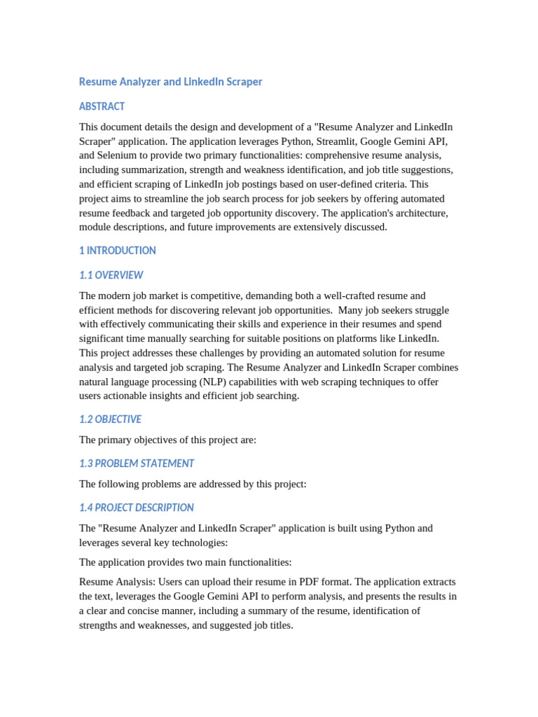 Resume Analyzer and LinkedIn Scraper | PDF | Résumé | Linked In