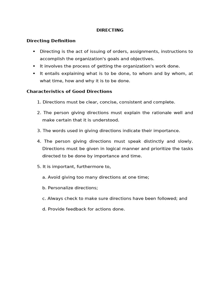 DIRECTING in Leadership and Management | PDF | Communication | Nursing