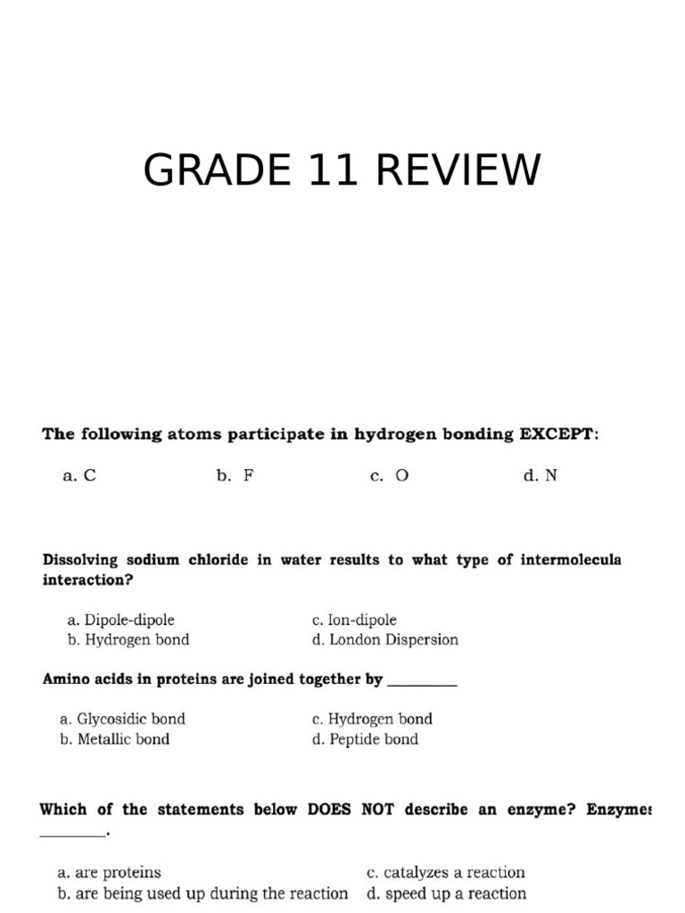 Grade 11 Review | PDF