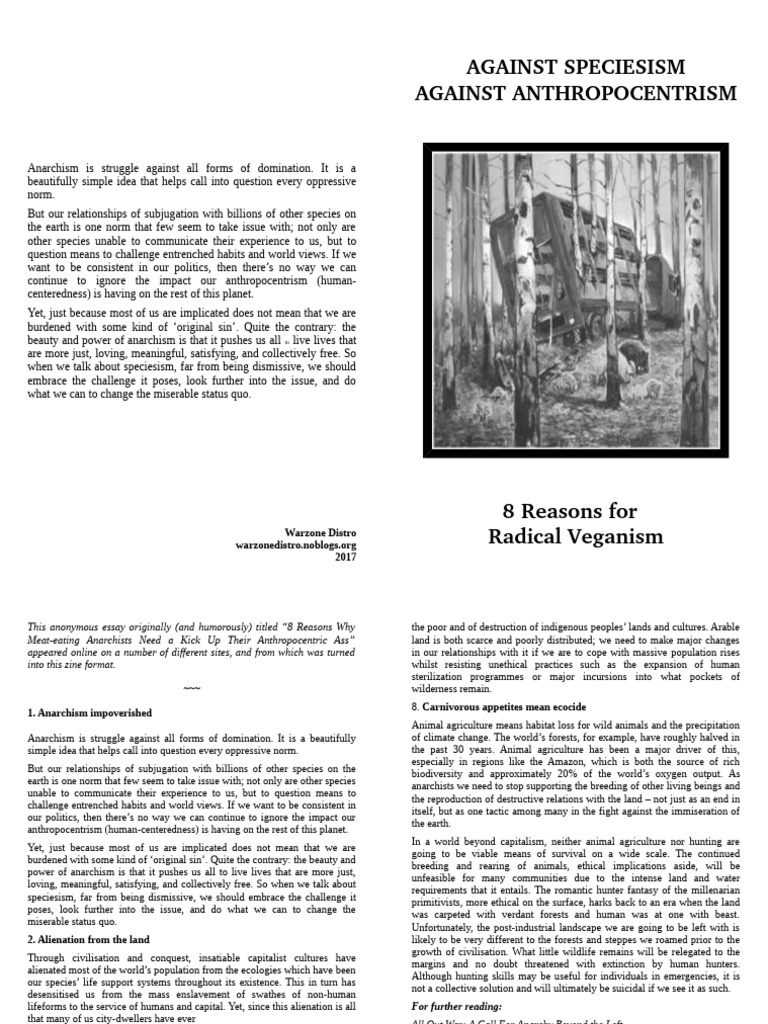 Against Speciesism Against Anthropocentrism 8 Reasons For Radical | PDF ...