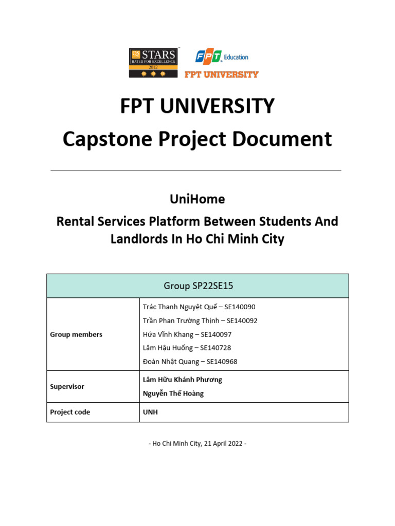 2022.Spring _ UniHome _ Capstone Project _ Final Report | PDF | Use Case | Specification ...