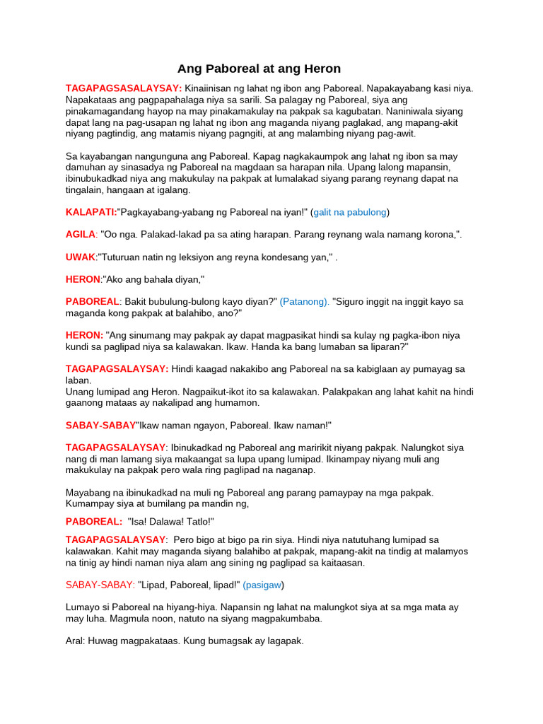 Ang Paboreal at Ang Heron | PDF