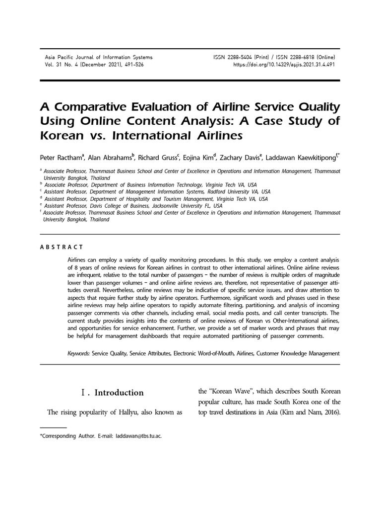 A Comparative Evaluation of Airline Service Quality Using Online ...