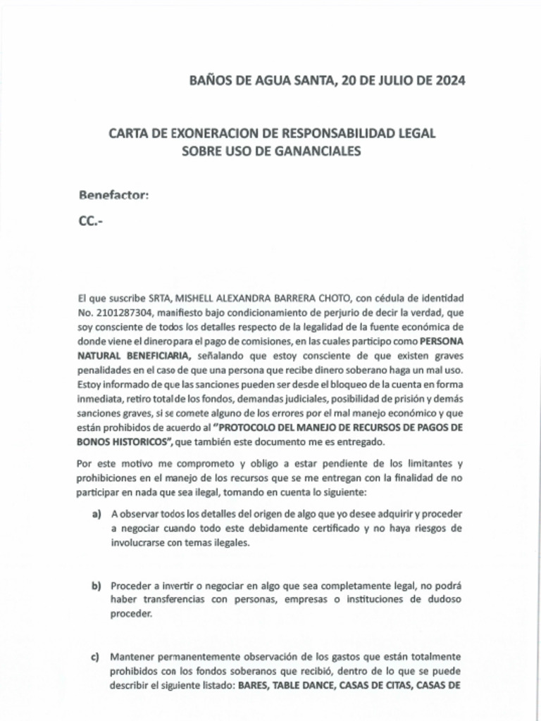 Mishell Barrera Descargo | PDF