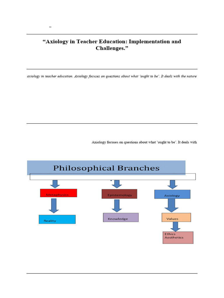 Axiology in Teacher Education - Implementation and Challenges | PDF | Teachers | Cognition