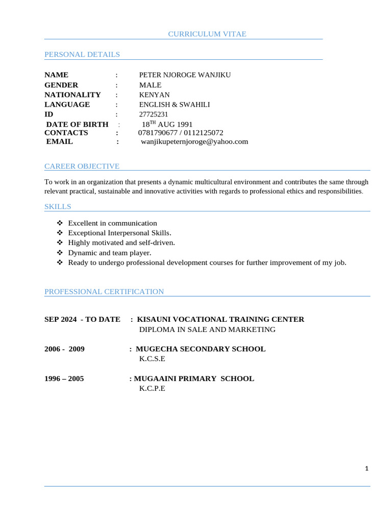 PETER CV- 2024 | PDF | Dairy