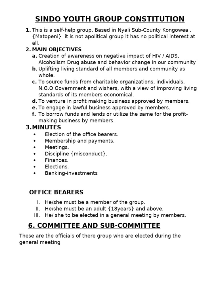 Shindo Youth Group Constitution (Autorecovered) (1) (Autorecovered) | PDF | Expense | Banks