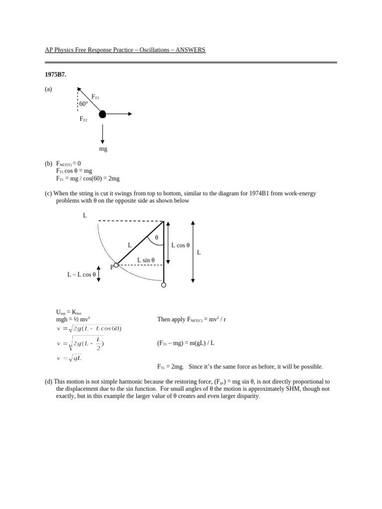 7d-Oscillations FR Practice problems-ANSWERS | PDF | Mechanics | Physics