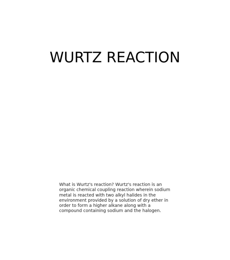 Wurtz Reaction Overview | PDF