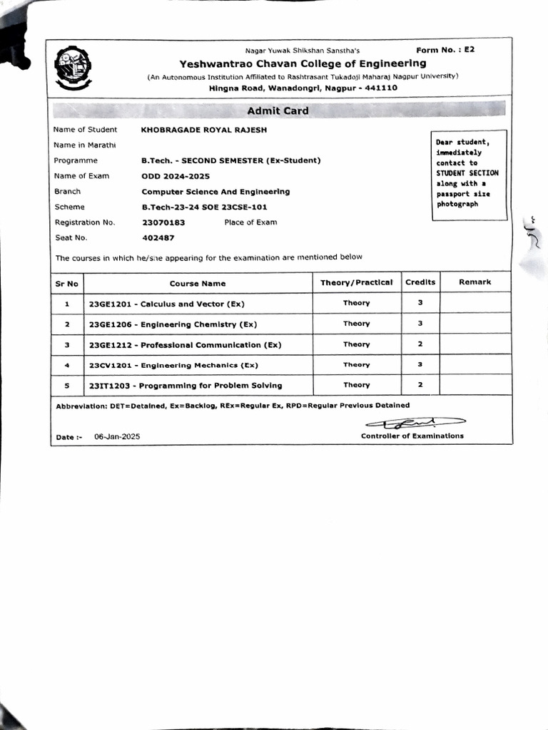 Hall Ticket | PDF
