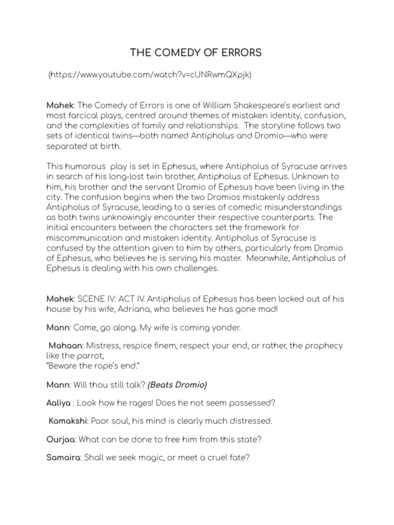 Shakespeare's Comedy of Errors | PDF | The Comedy Of Errors