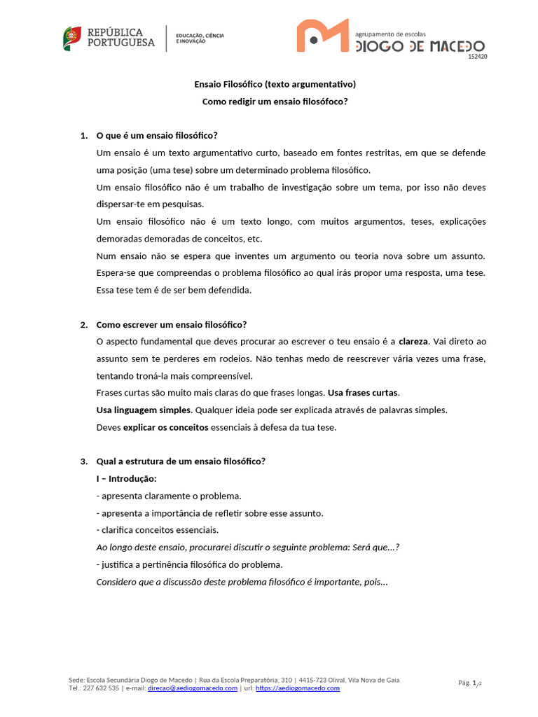 texto argumentativo | PDF | Argumento | Ensaios