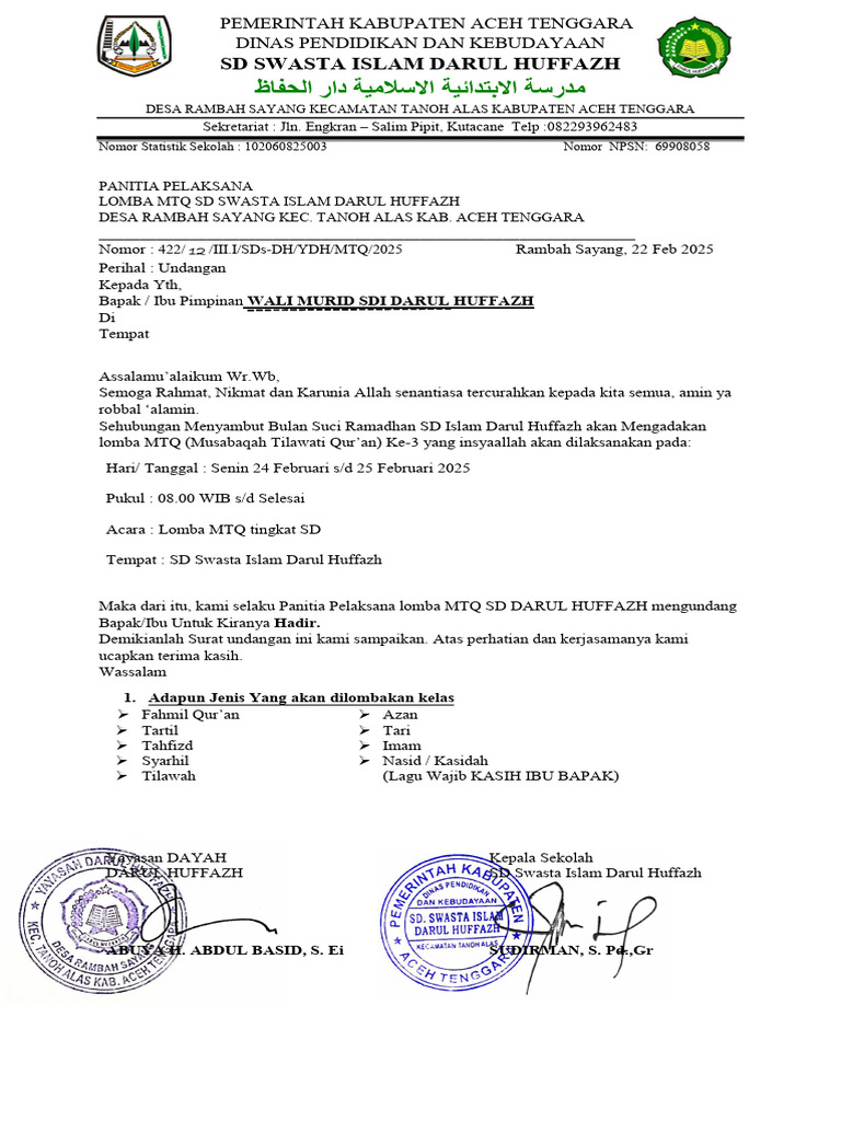 UNDANGAN MTQ III | PDF