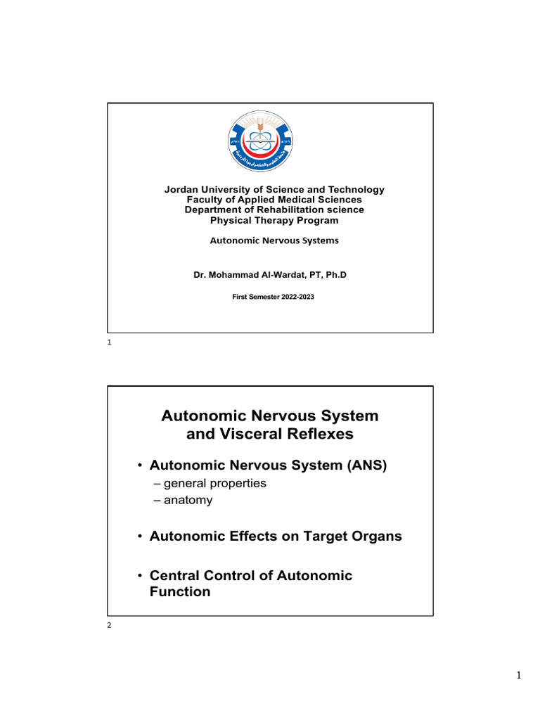 Autonomic Nervous Systems | PDF | Autonomic Nervous System | Motor Neuron