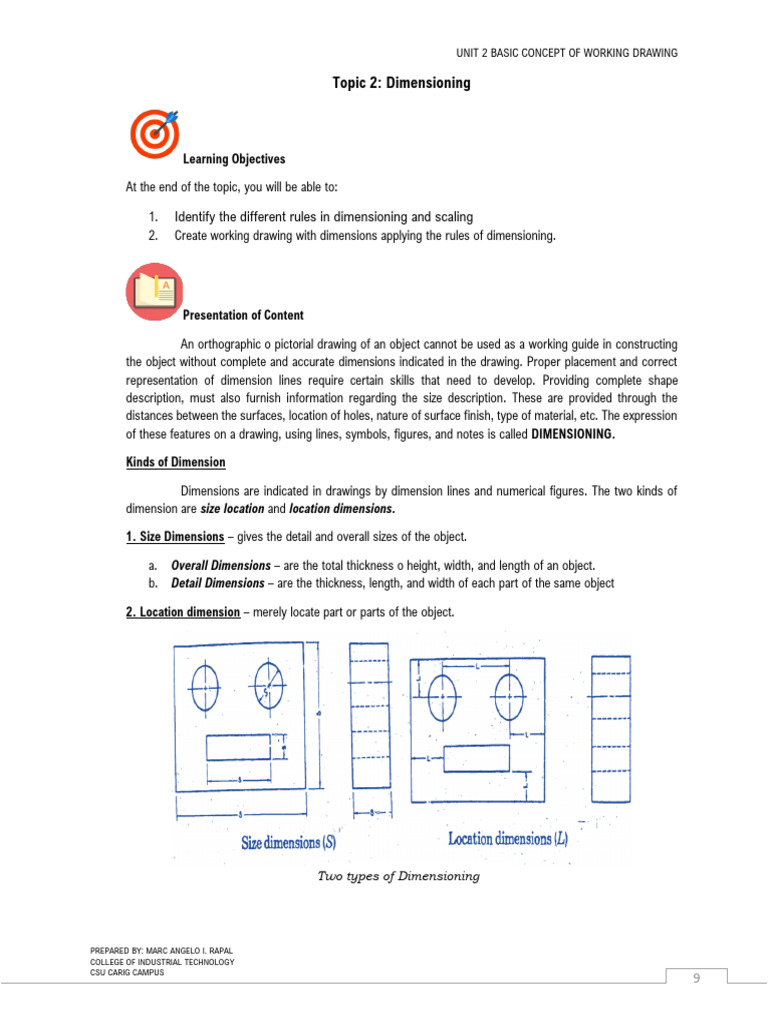 UNIT 2 TOPIC 3 Dimensioning | PDF | Triangle | Drawing