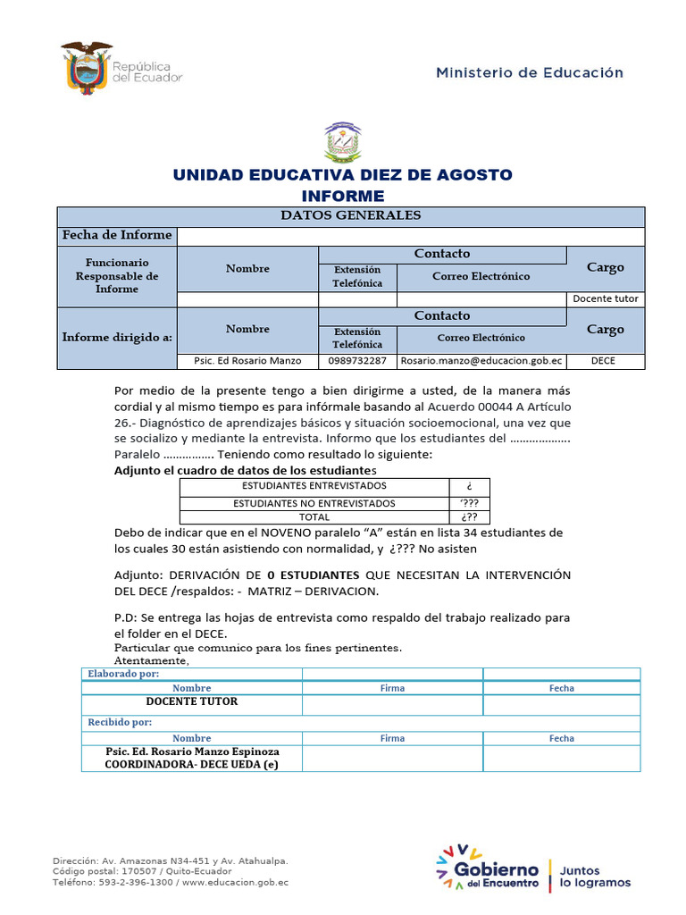 Modelo de Reporte para El Dece | PDF
