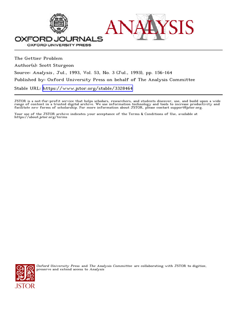 Sturgeon GettierProblem 1993 | PDF | Internalism And Externalism ...